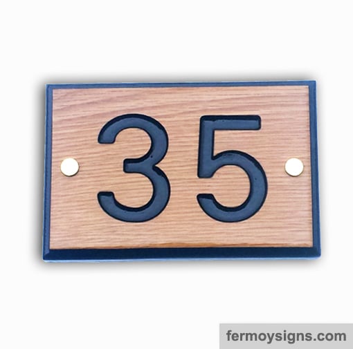 Irish House Number Signs Irish Oak Victorian Style 20mm Personalised